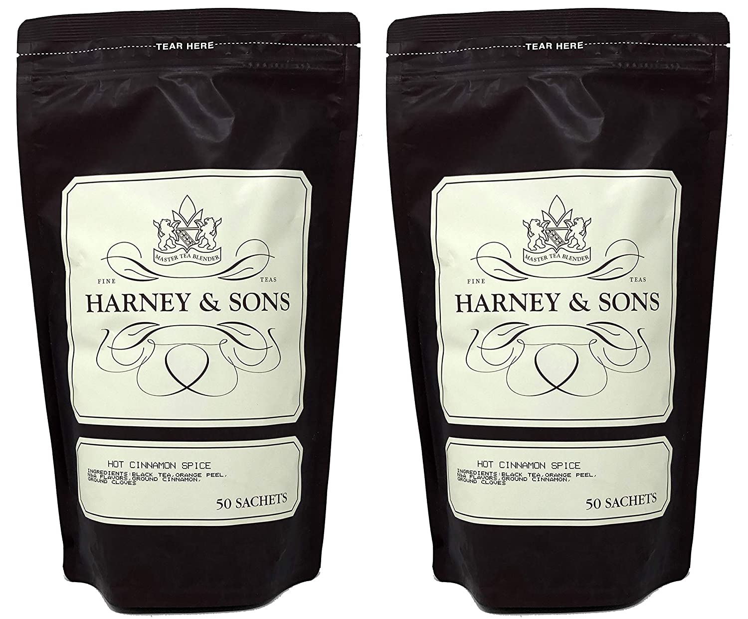 Harney & Sons Fine Teas Hot Cinnamon Spice - 50 Sachets - Pack of 2 - Walmart.com