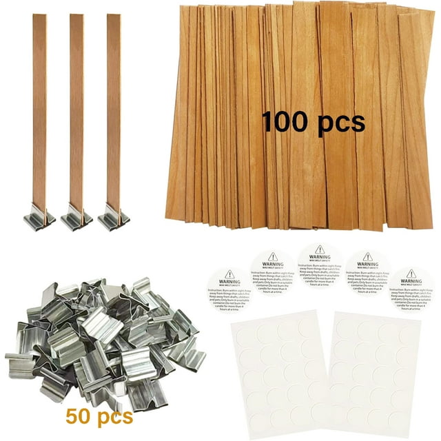 Harnico 100 Pcs Wooden Candle Wicks 5.1 X 0.5 inch with Stand for DIY ...