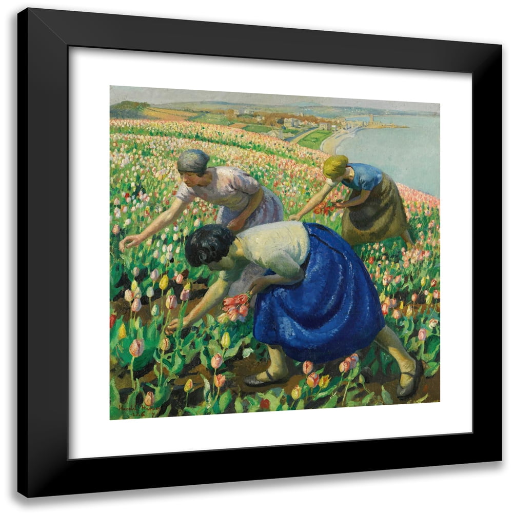 Harold Harvey 20x20 Black Modern Framed Museum Art Print Titled - Tulip ...
