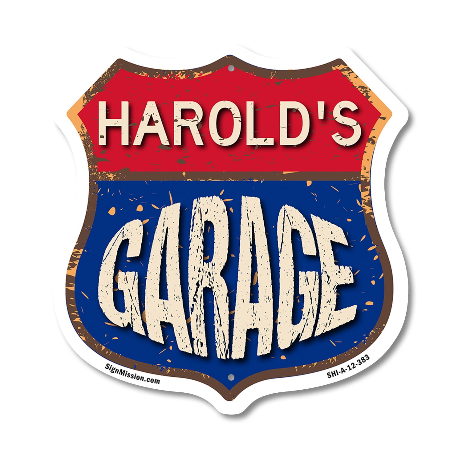 Harold's Garage 12 inch X 12 inch Shield-Shaped Rust-Free Aluminum ...
