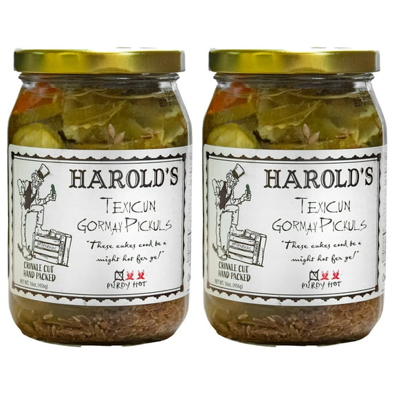 Harold's Texas-Made Purdy Hot Pickles, Spicy Dill with Fresh Garlic & Habanero, 16 oz - 2 Pack ...