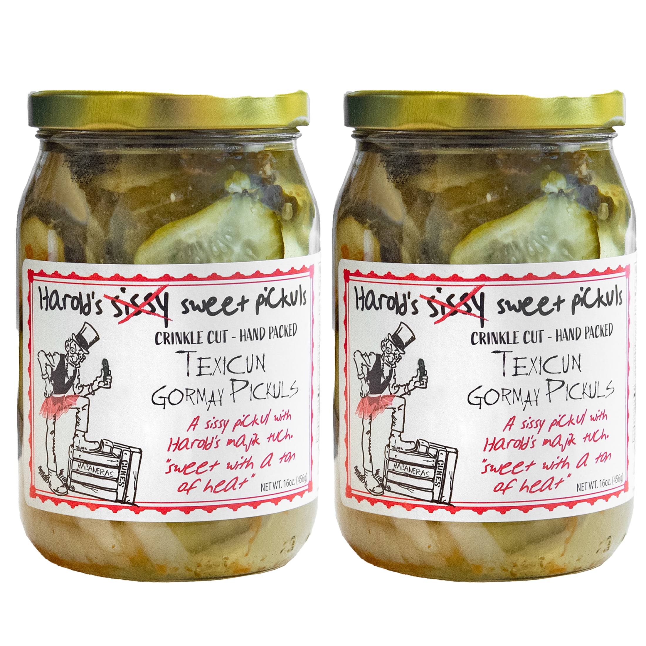 Harold's - Sissy Sweet Crinkle Cut Pickle Slices - Sweet and Spicy Habanero Pickles and Onions ...