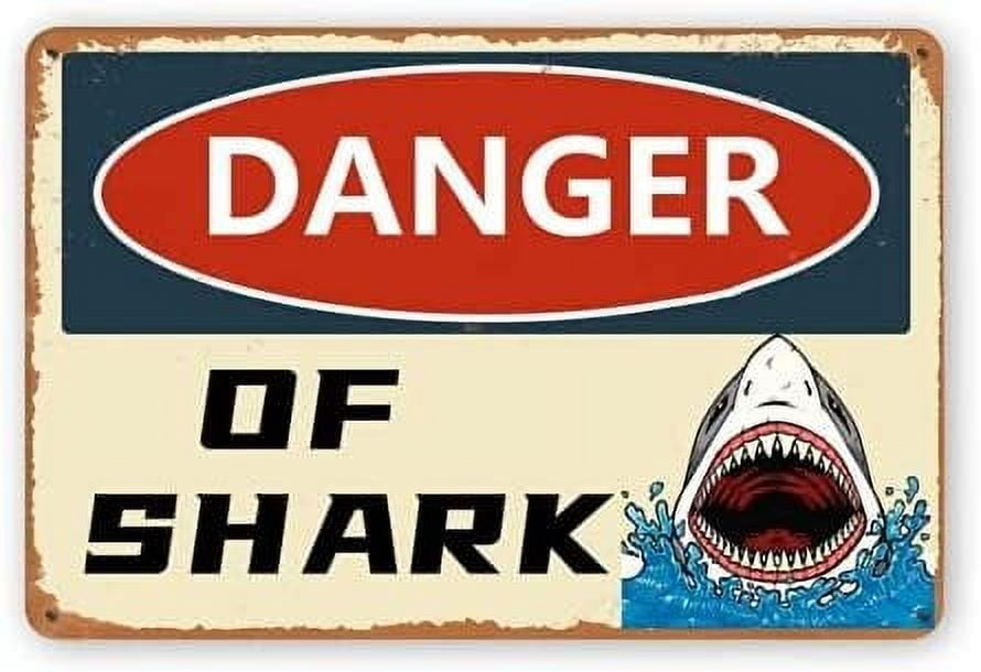 Harooni Shark Sign - Danger Sign Funny and Metal Shark Wall Decor ...