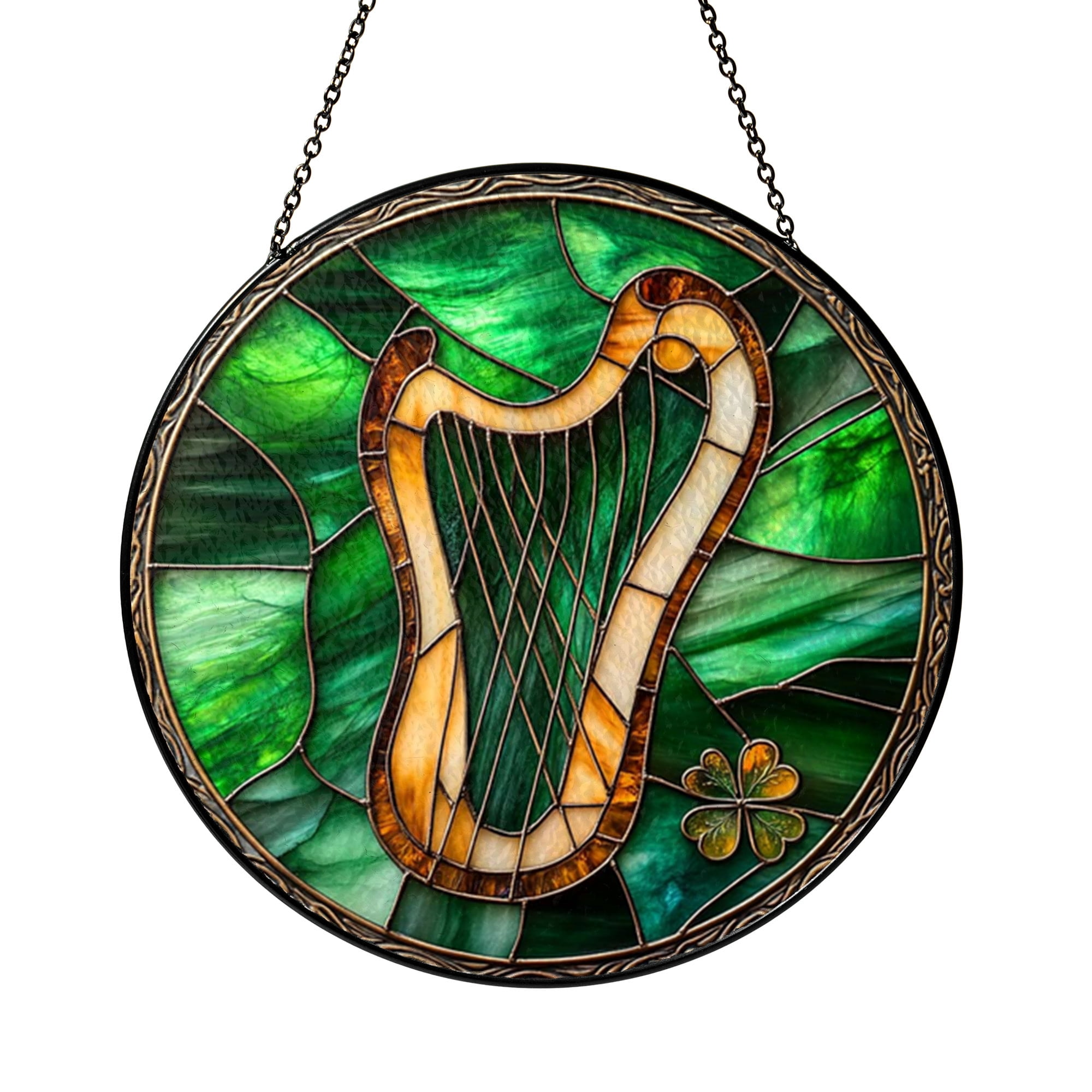 Harp Instrument Stained Glass Suncatcher – Musical Window Decor ...