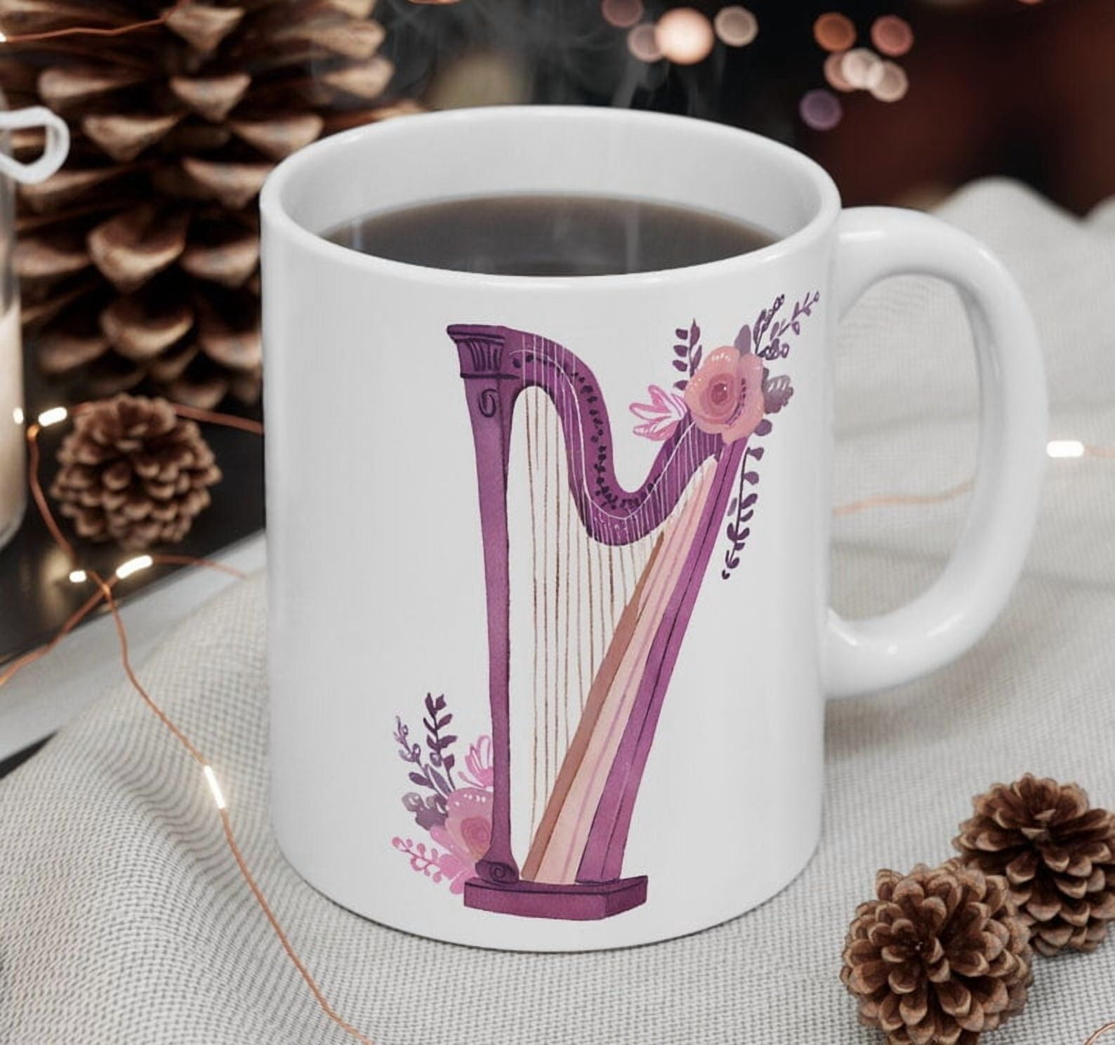 Harp Mug, Harp Gift, Harpist Mug, Harpist Gift, Harp Lover, Harp Lover ...