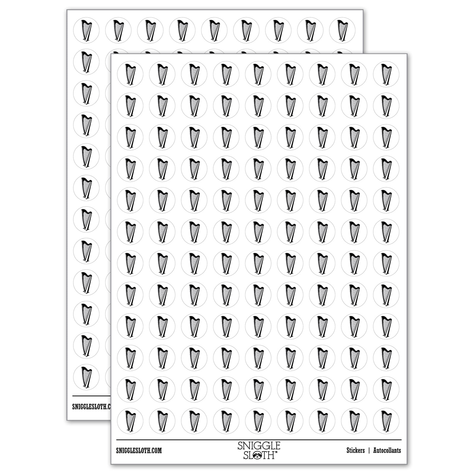 Harp String Instrument 200+ Round Stickers - White - Gloss Finish - 0. ...