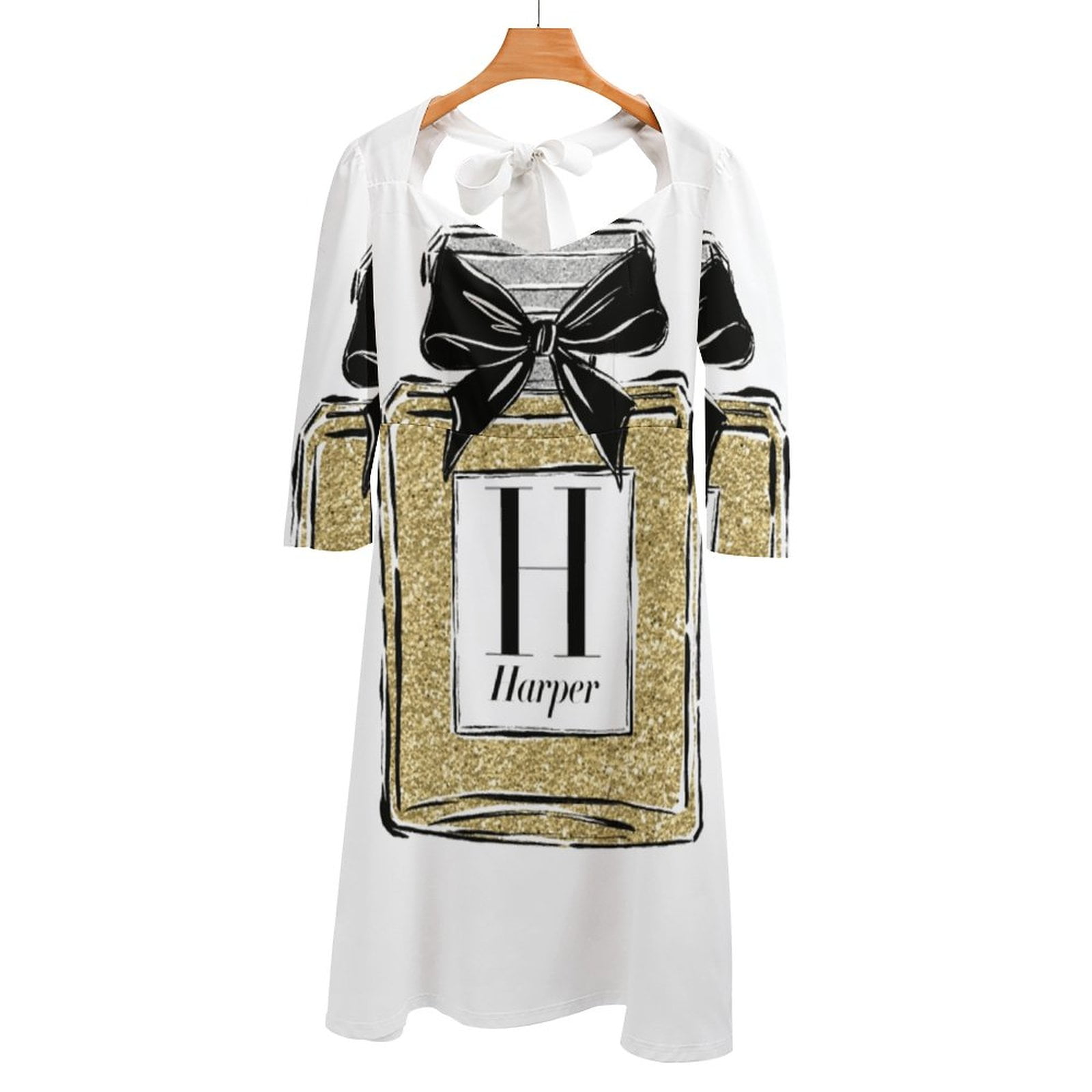 Harper Back Lacing Backless Dress Square Neck Dress Sweetheart Knot Flared Dress Harper Harper ...