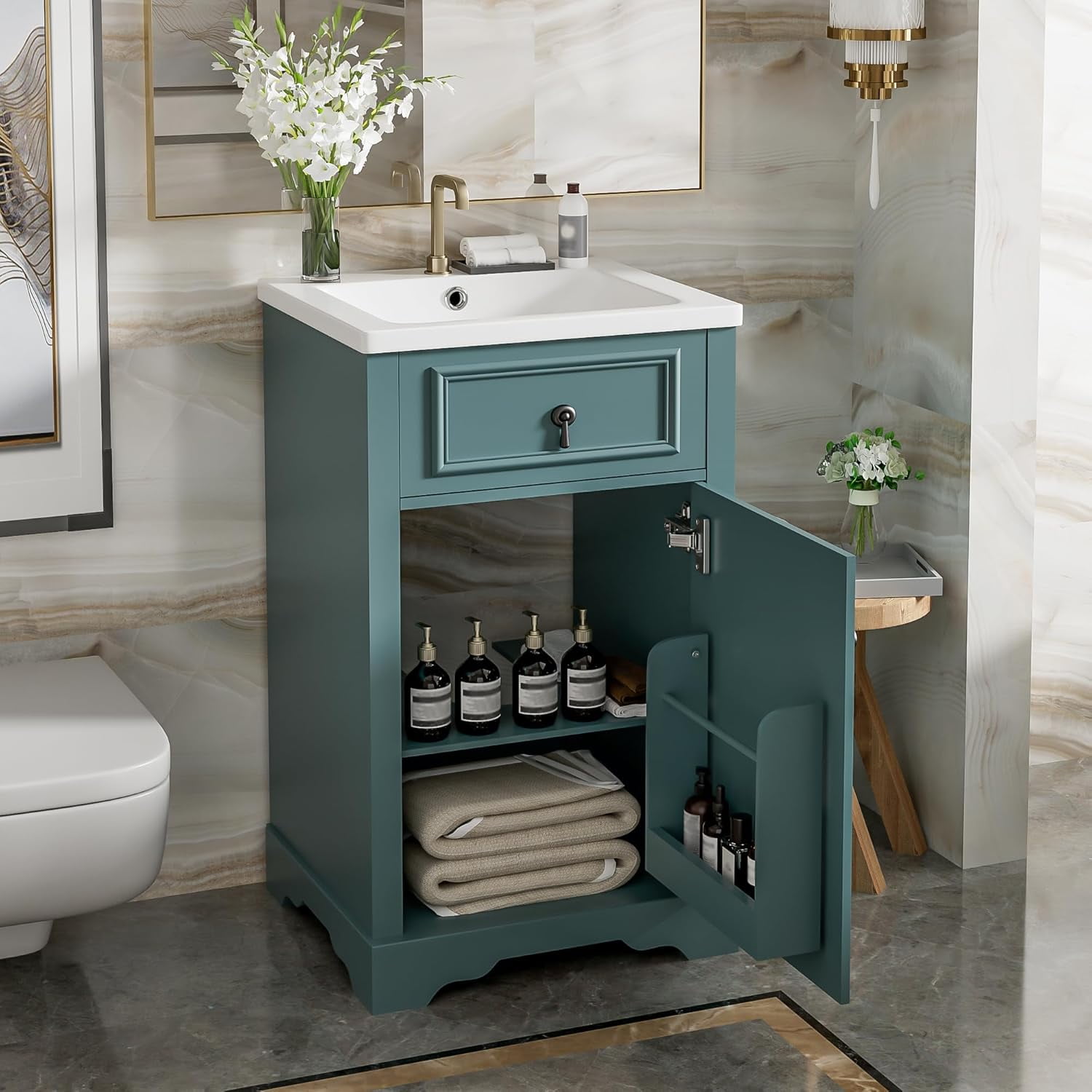 Harper & Bright Designs 20" Bathroom Vanity with Sink, Free Standing ...