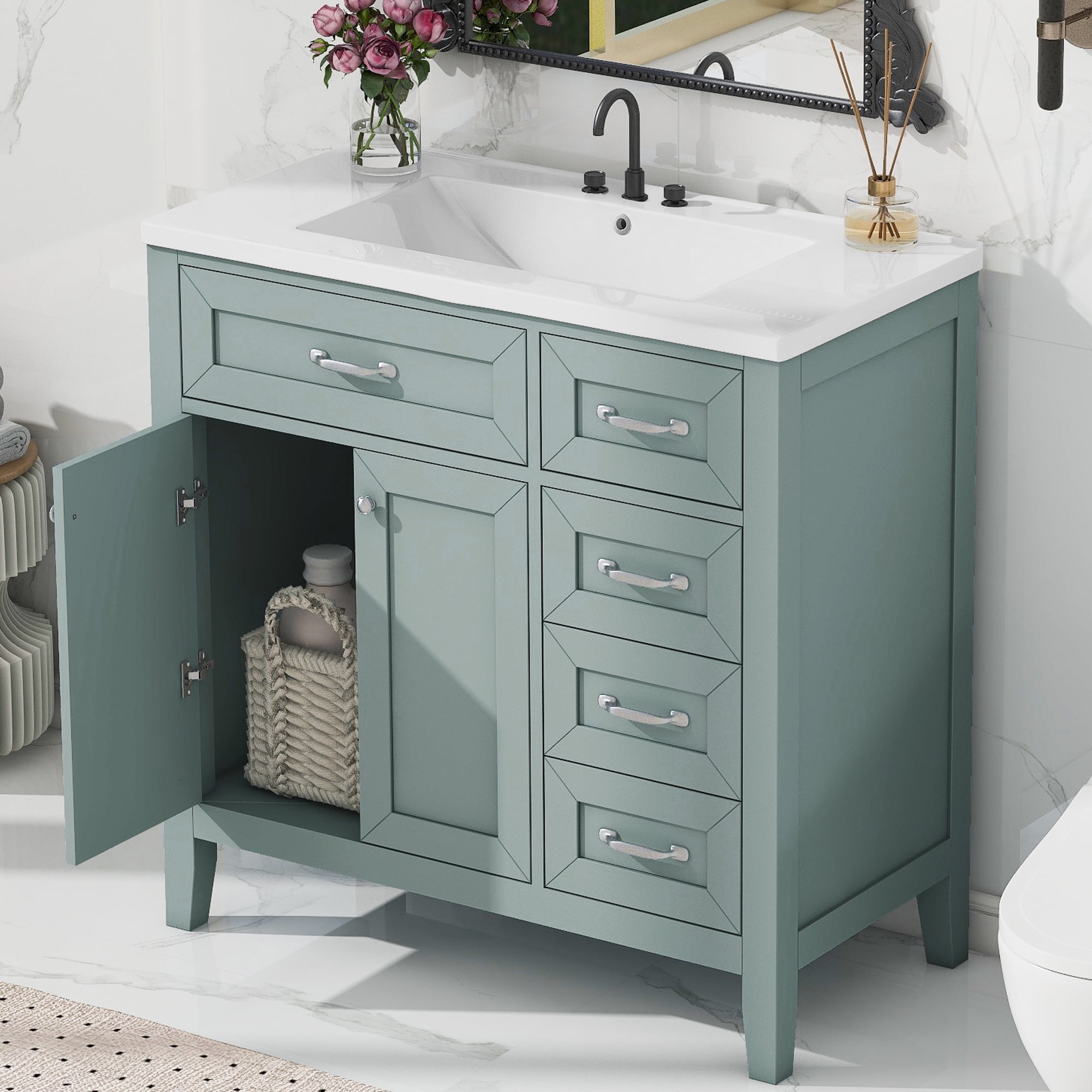 Harper & Bright Designs 36" Bathroom Vanity with Sink, Bathroom Cabinet ...
