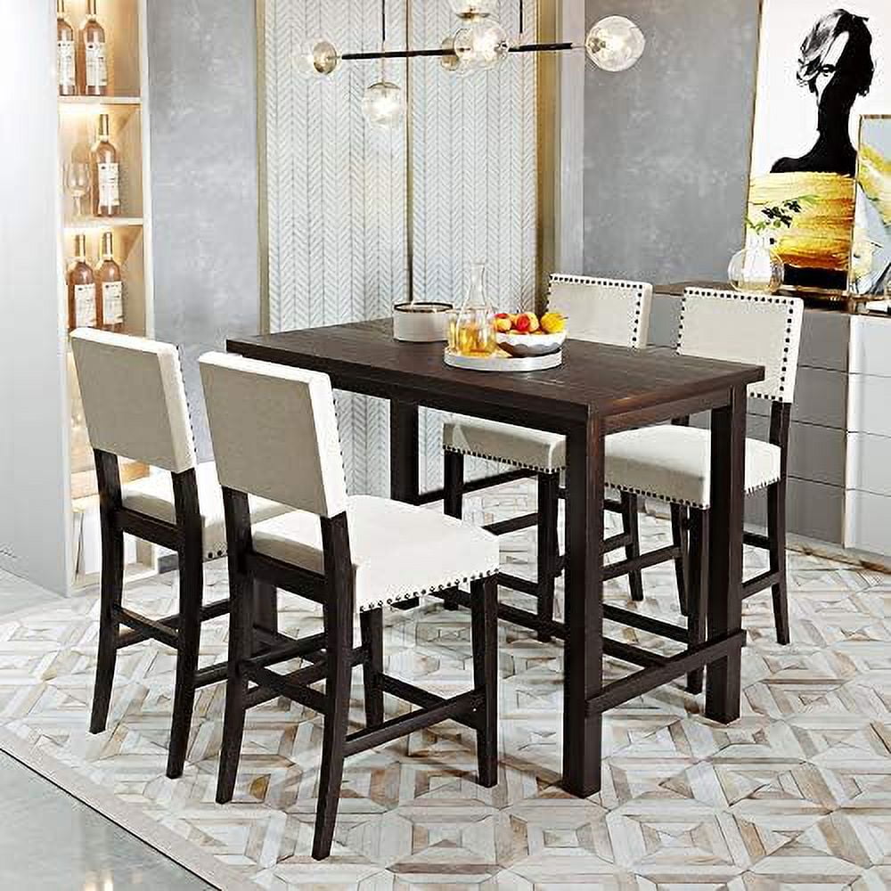 Harper & Bright Designs 5-Piece Kitchen Table Set, Counter Height ...