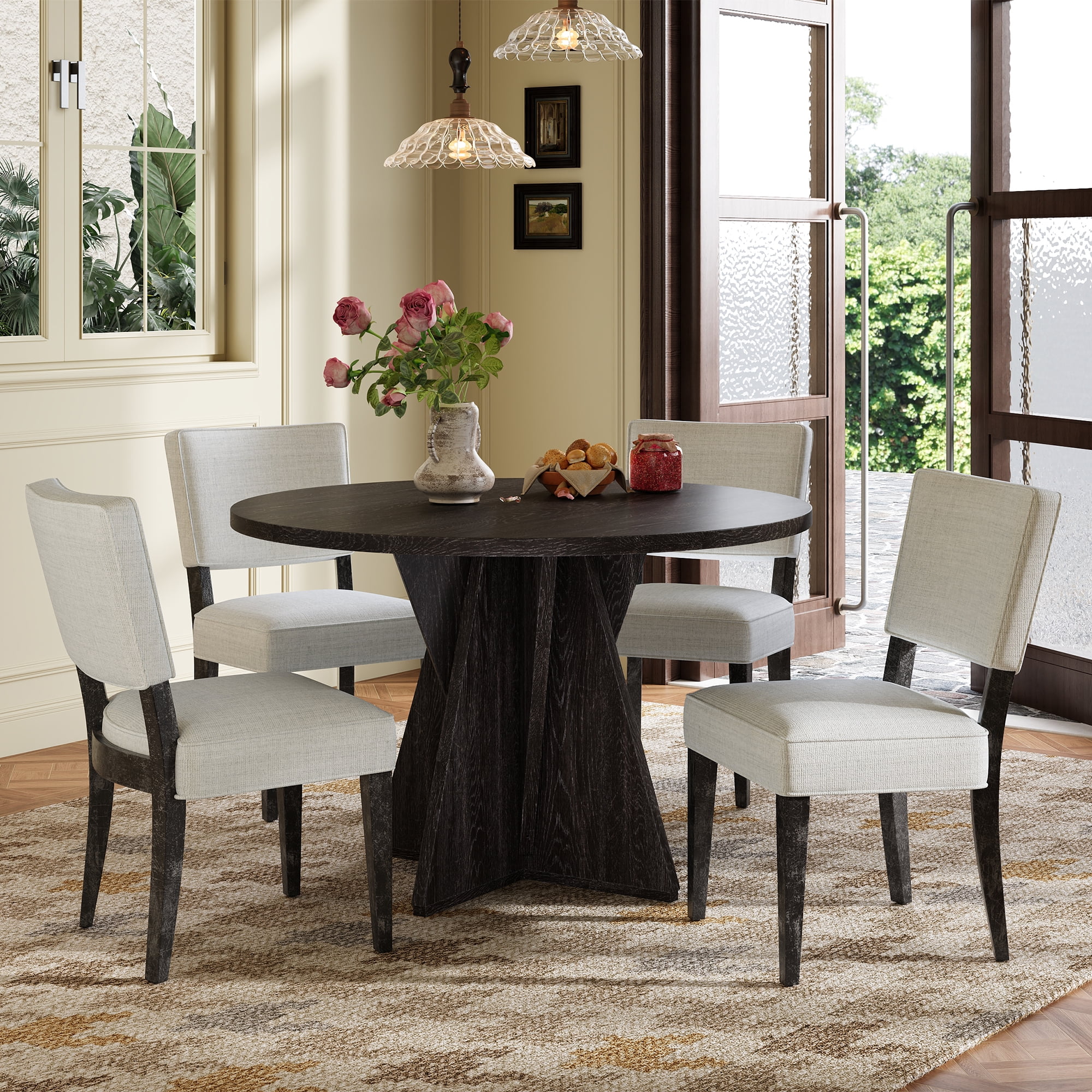 Harper & Bright Designs 5 Pieces Round Dining Table Set for 4, Retro ...