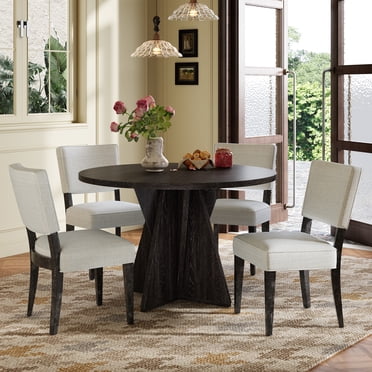 Harper & Bright Designs Farmhouse Dining Set for 4, Wood Round Kitchen ...