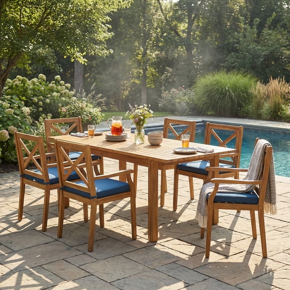 Harper & Bright Designs 7 Pieces Outdoor Extendable Table and Chair Set ...