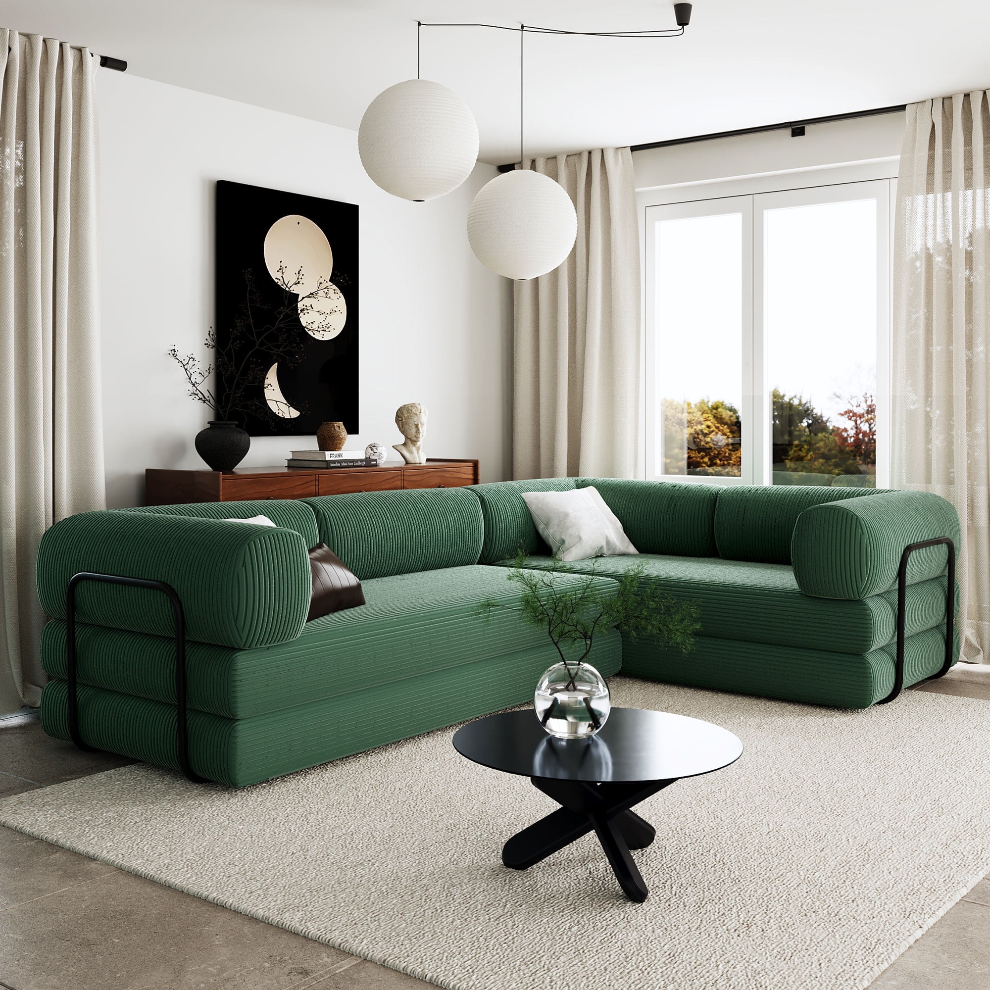 Harper & Bright Designs Boneless Couch Modular L-Shaped Sofa, Sponge ...