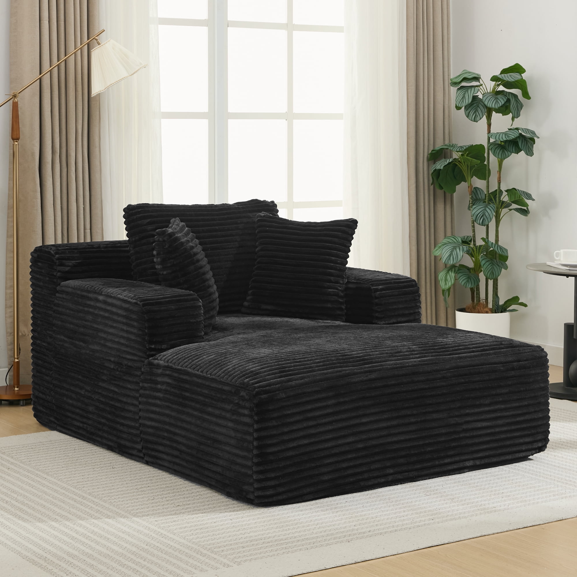 Harper & Bright Designs Compressed Chaise Lounge, Corduroy Fabric Foam ...