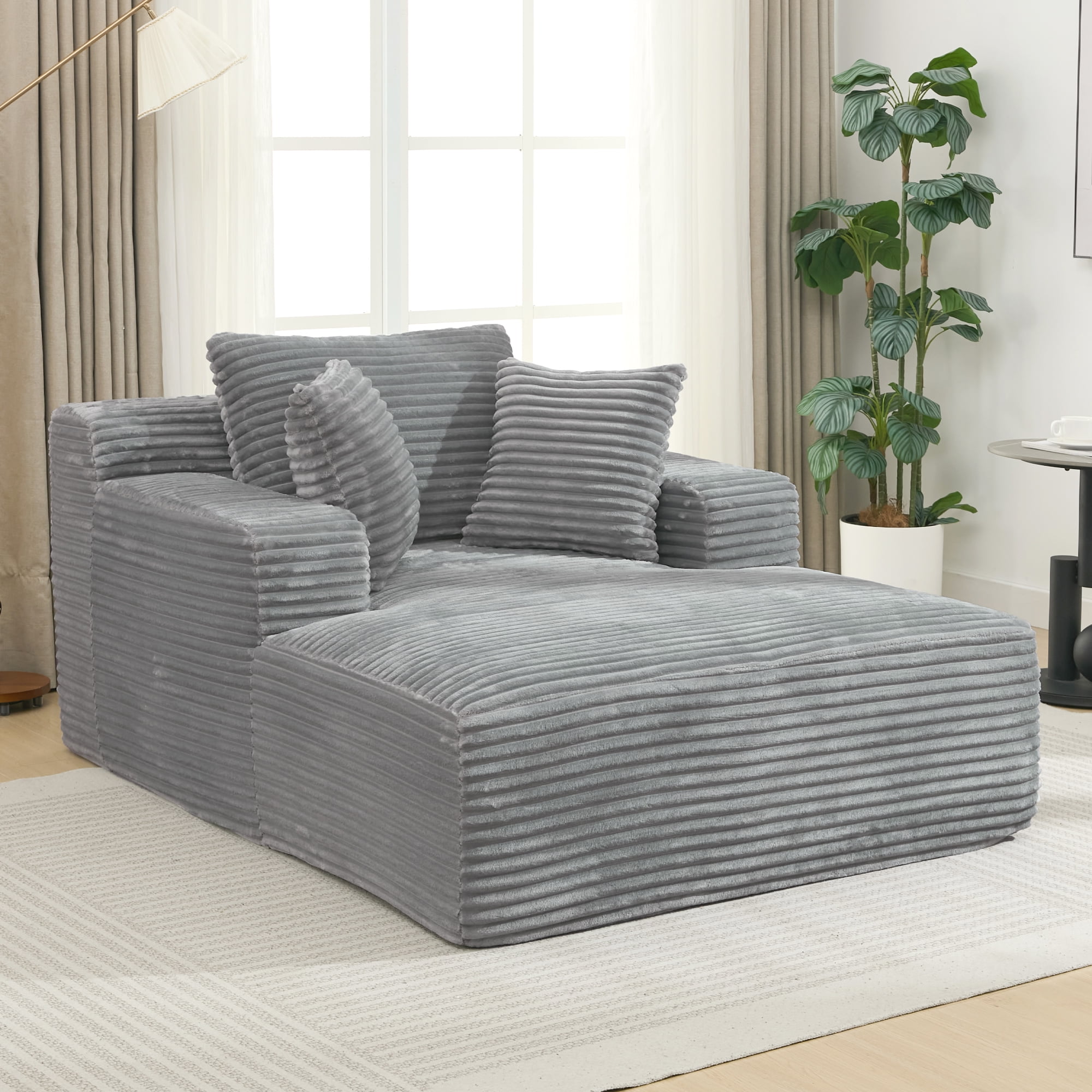 Harper & Bright Designs Compressed Chaise Lounge, Corduroy Fabric Foam ...