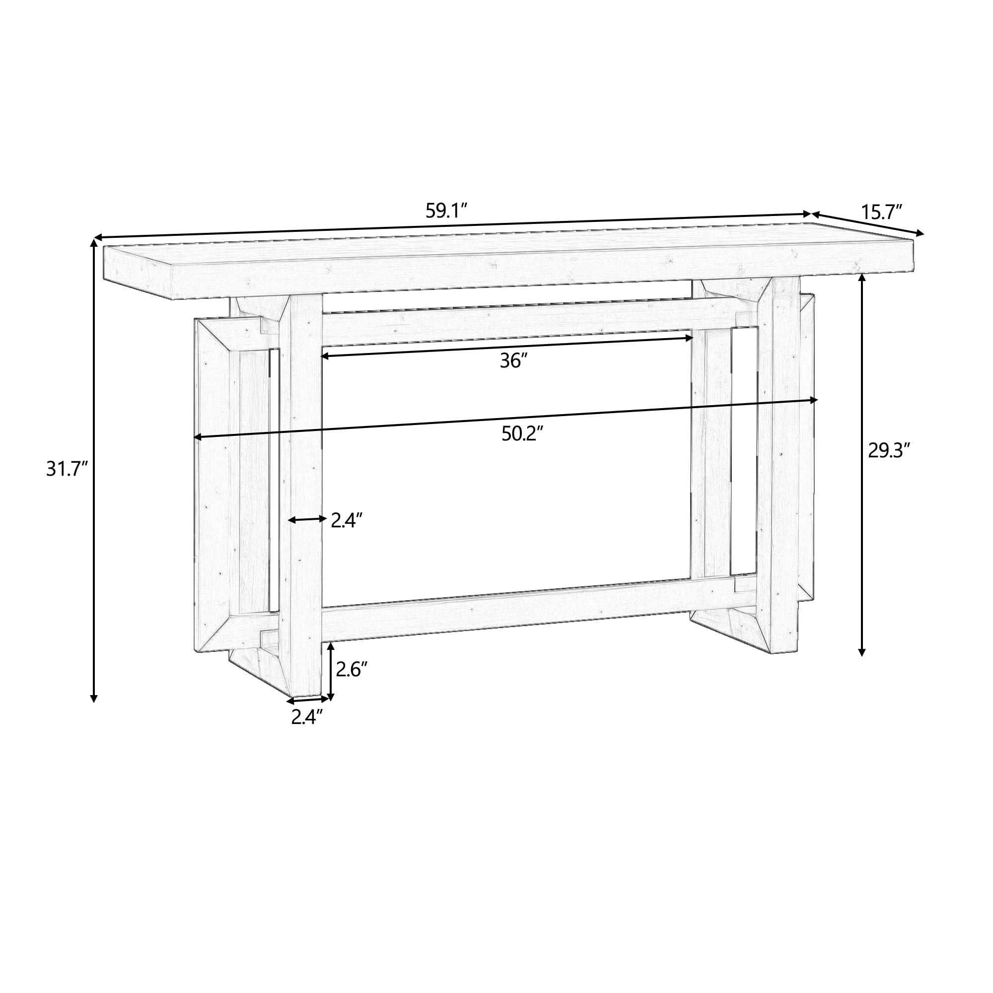 Harper&Bright Designs Contemporary Entryway Console Table Navy Blue ...