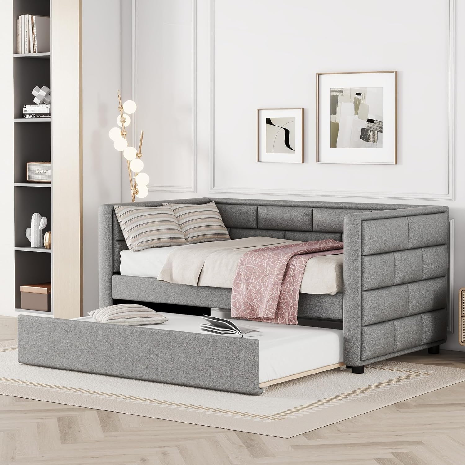 Harper & Bright Designs Daybed with Trundle Bed, Upholstered Twin ...