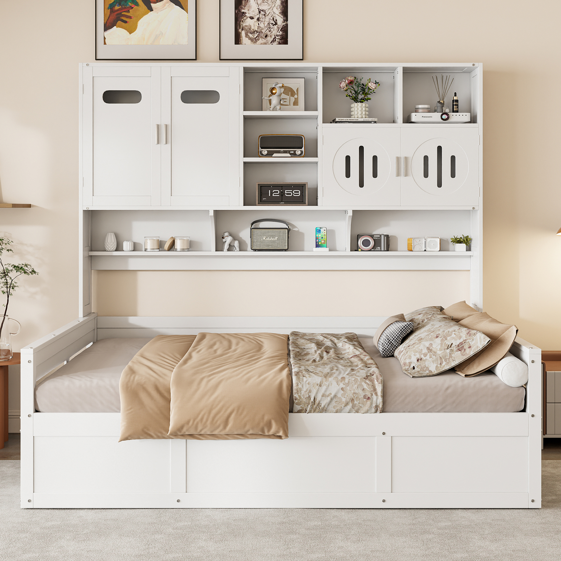 Harper & Bright Designs Full Size Daybed with and Storage Bookcase ...