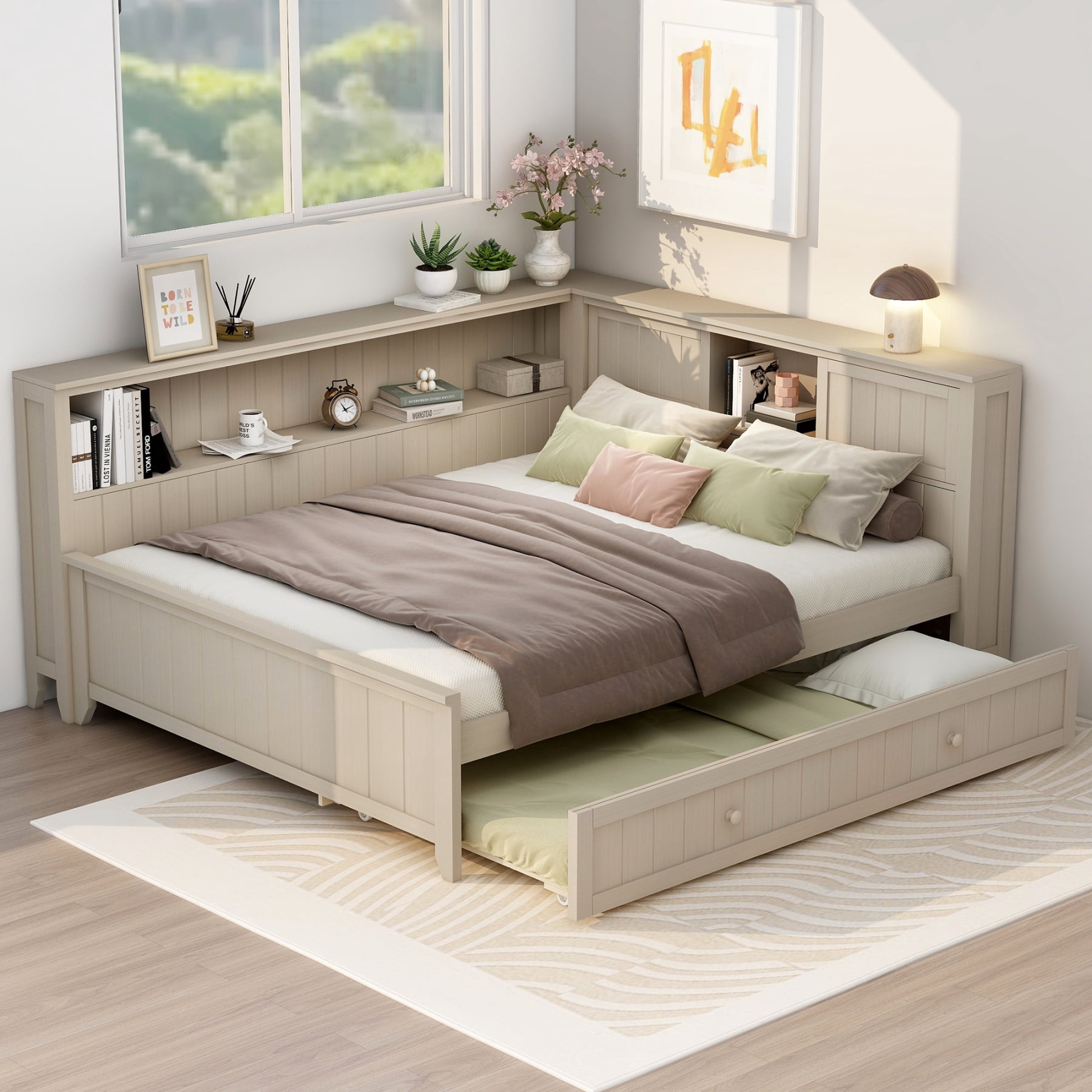 Harper & Bright Designs Full Size Daybed with Trundle and Storage ...