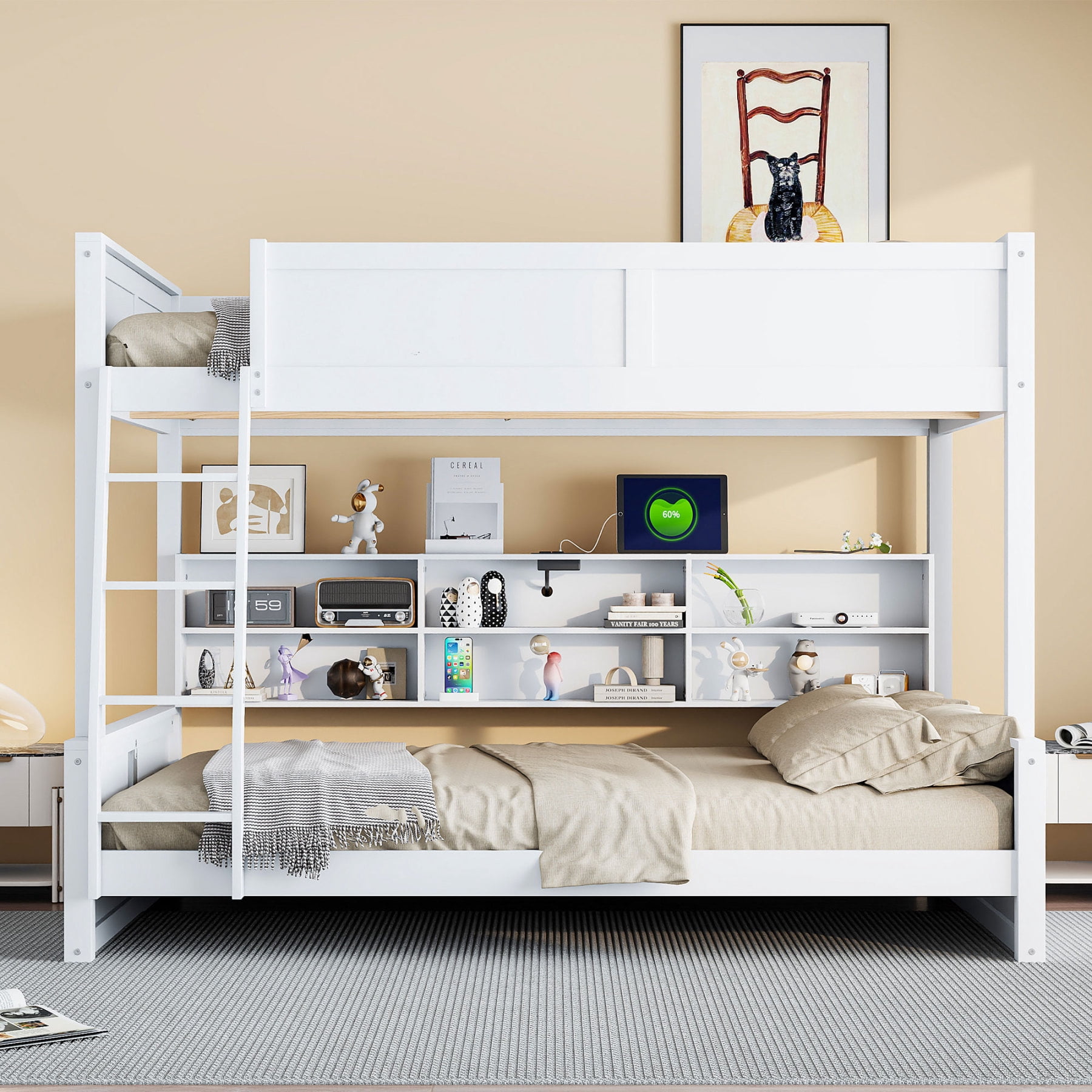 Harper & Bright Designs Full XL over Queen Bunk Bed with Storage ...