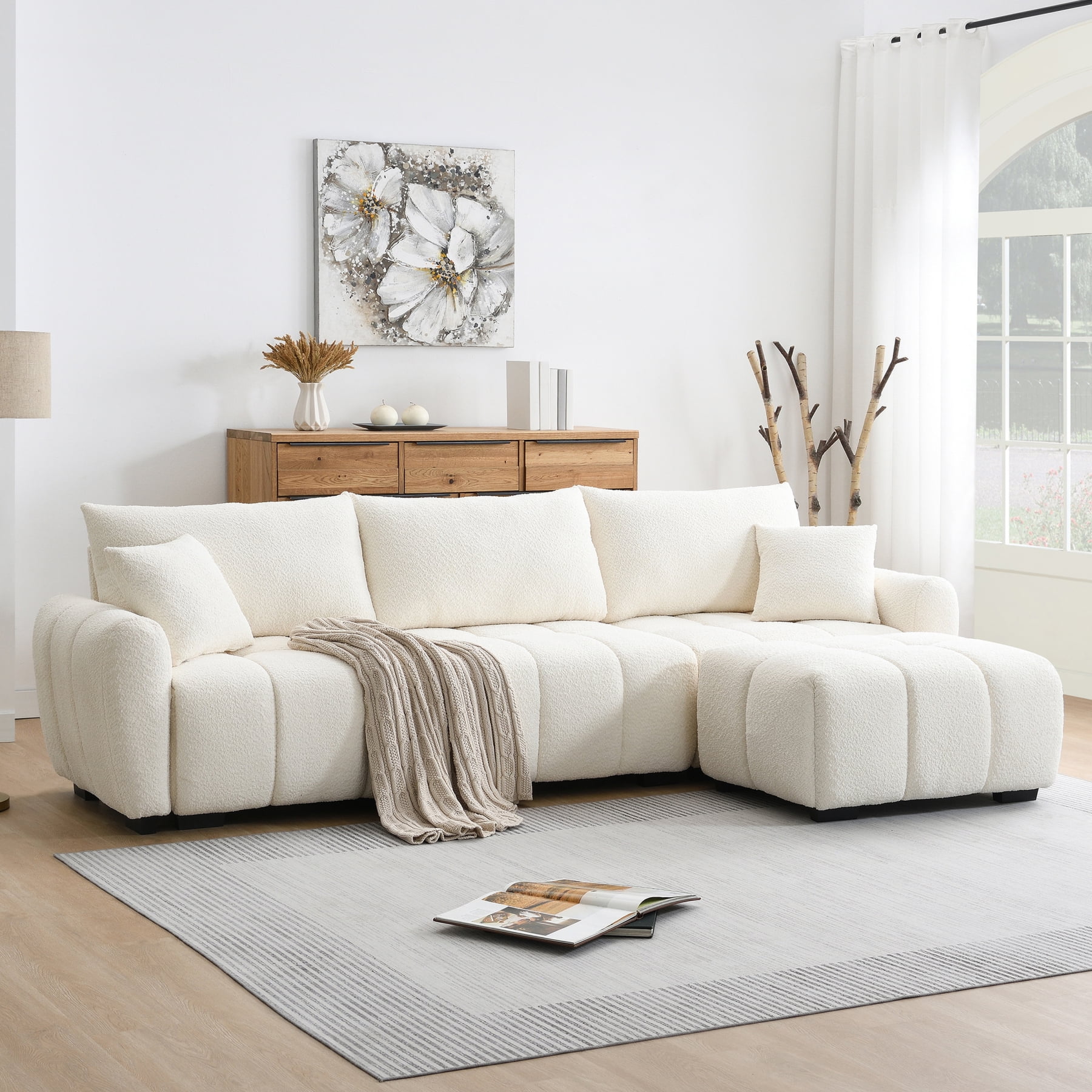 Harper & Bright Designs L-Shaped Sectional Sofa Set with Movable ...
