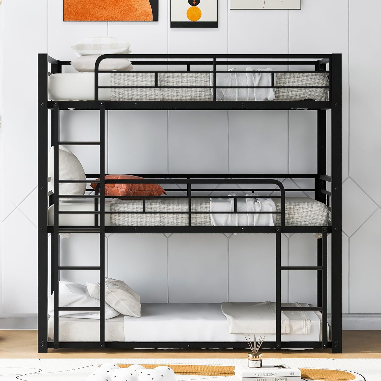 Harper & Bright Designs Metal Triple Bunk Beds,Bunk Beds Twin XL/Full ...