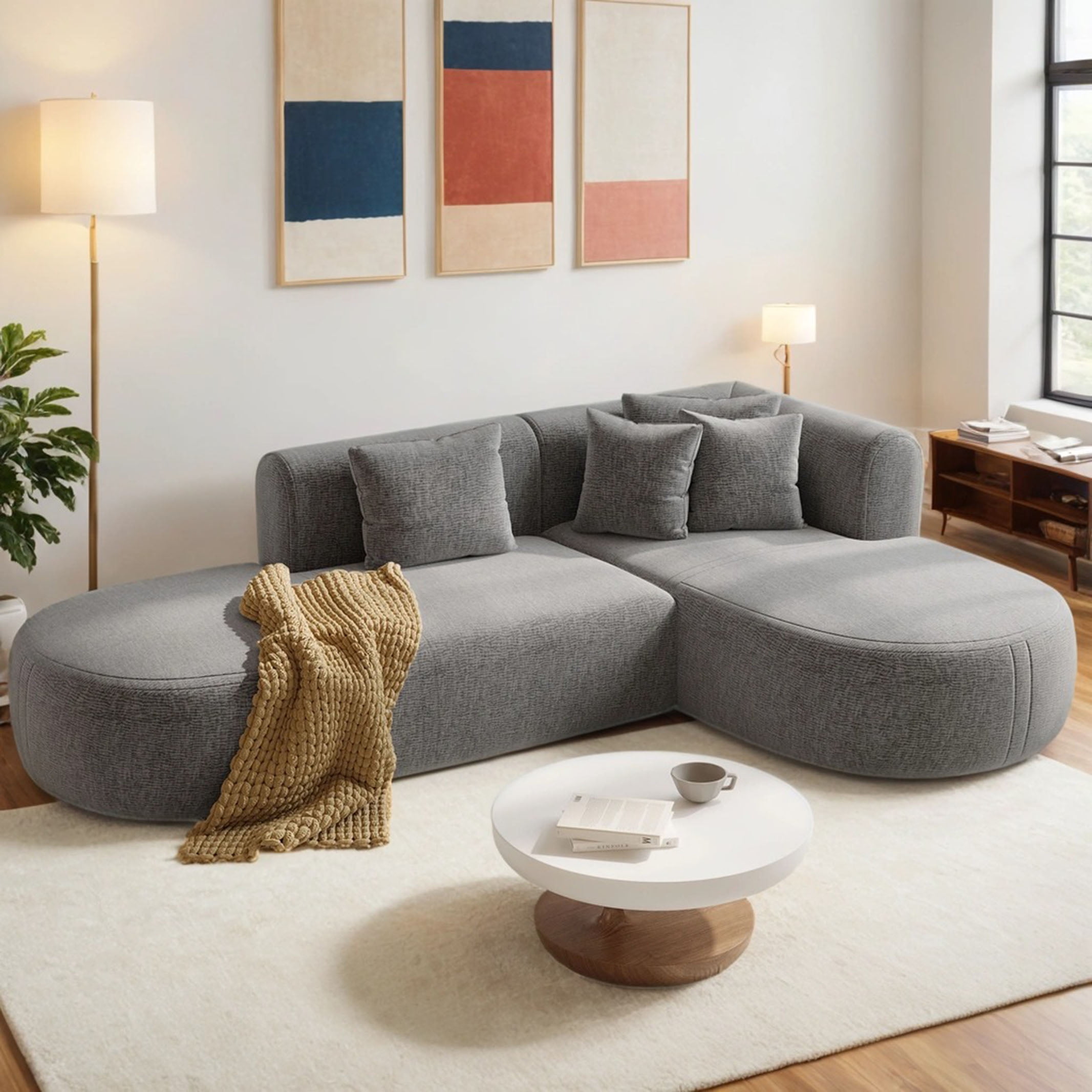 Harper and Bright Designs Modern Sponge L-Shape Sectional Sofa ...