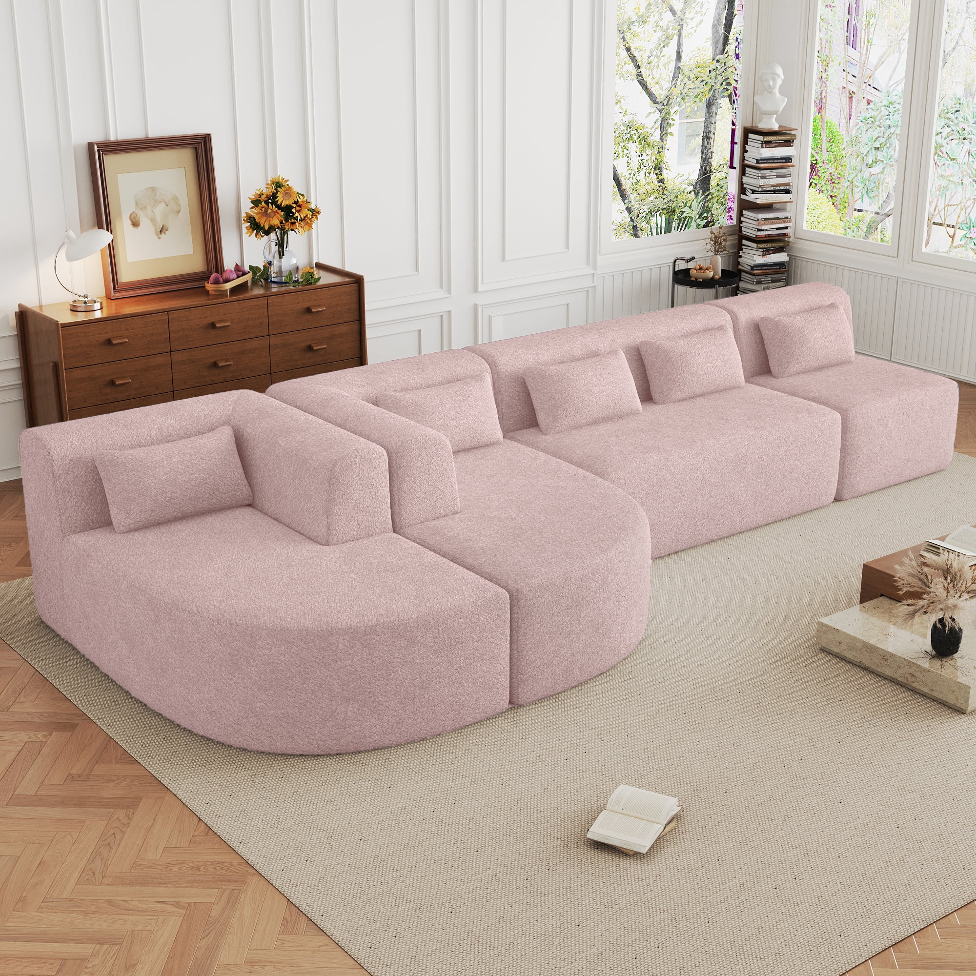 Harper & Bright Designs Modular Boucle Floor Couch Set, Modern ...