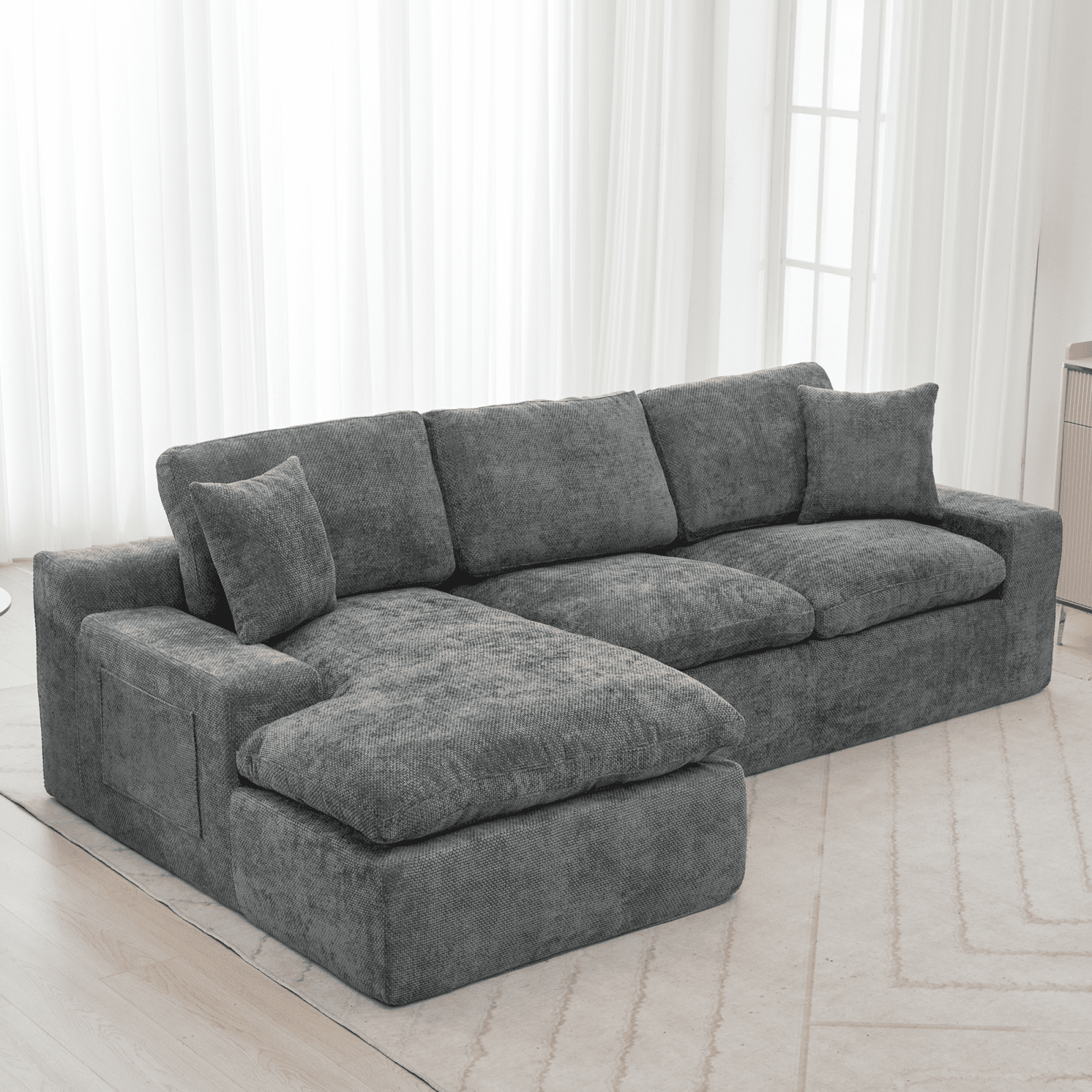 Harper & Bright Designs Modular Foam L-Shaped Sectional with Lounger ...