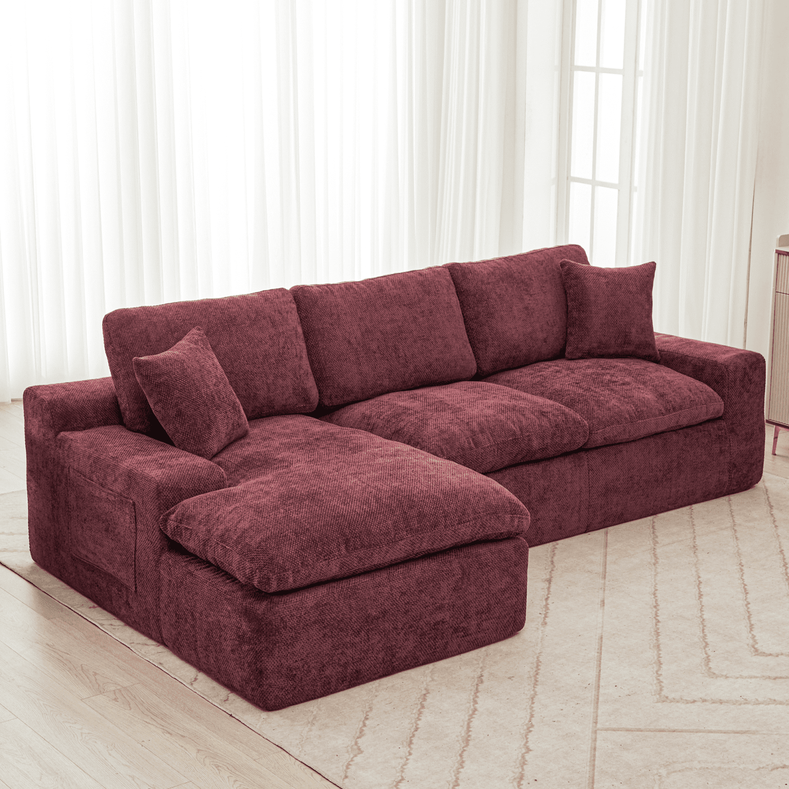Harper & Bright Designs Modular Foam L-Shaped Sectional with Lounger ...