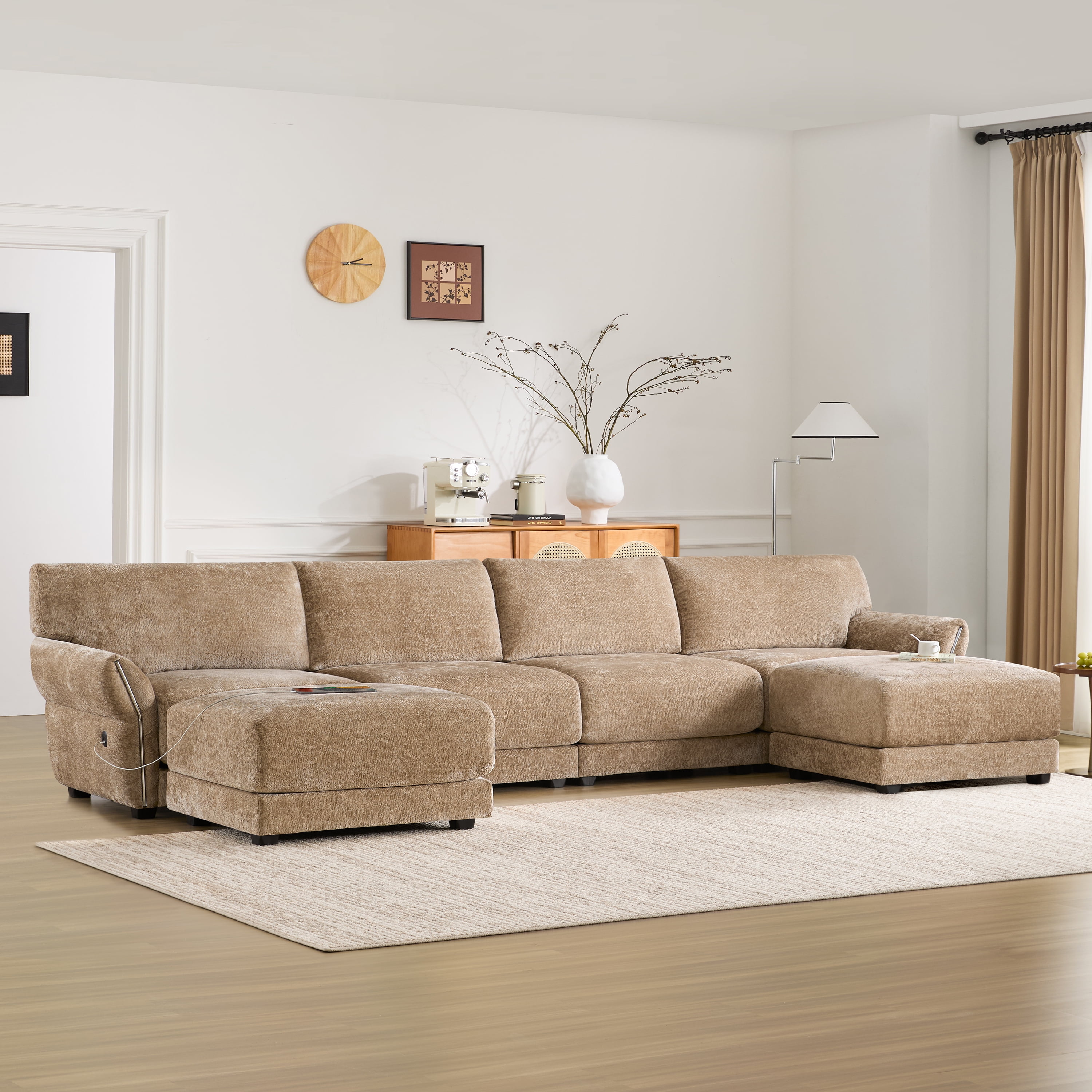 Harper & Bright Designs Modular Sectional Sofa Set with 2 Ottoman, 4 ...