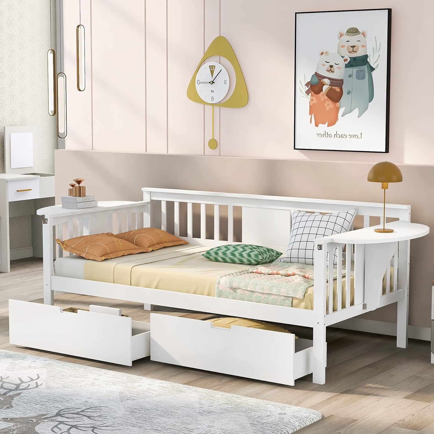 Harper & Bright Designs Twin Size Daybed with Storage Drawers, Wood ...