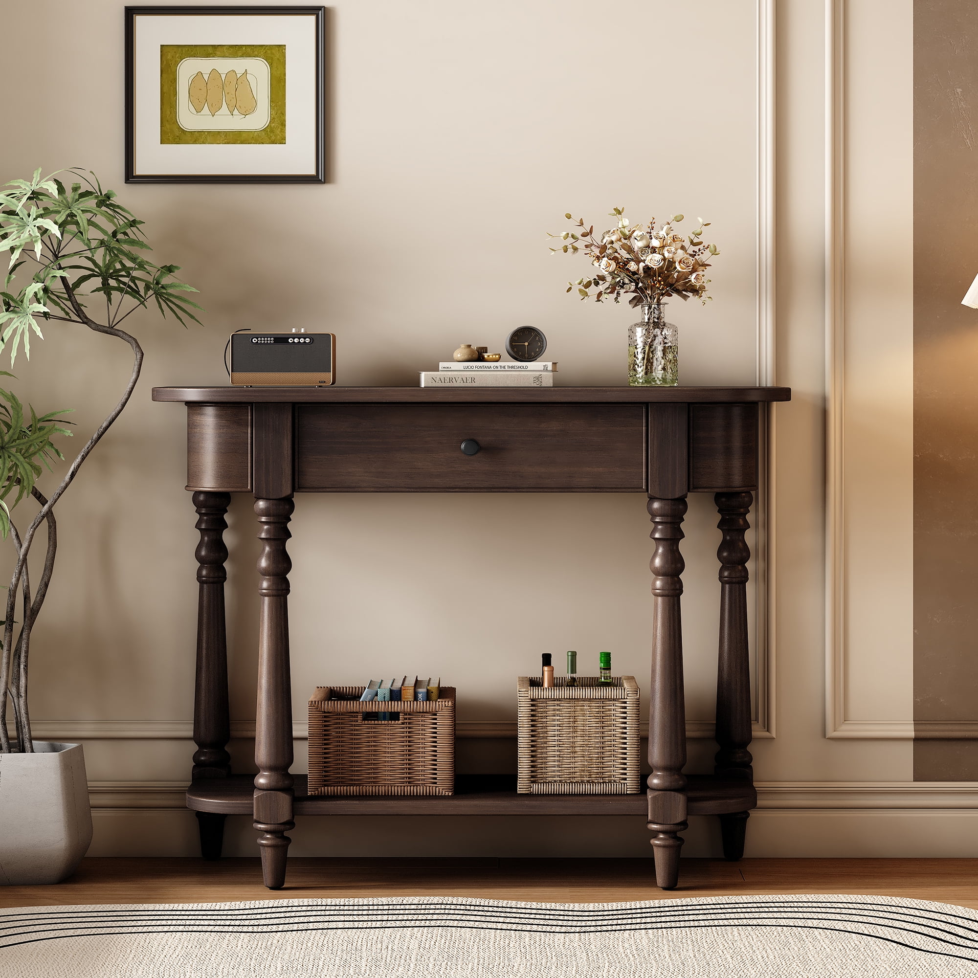 Harper & Bright Designs Vintage Narrow Console Table with Storage ...