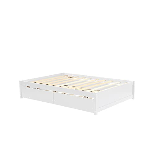 Harper & Bright Designs White Full Size Bed with Trundle and 2 Storage ...