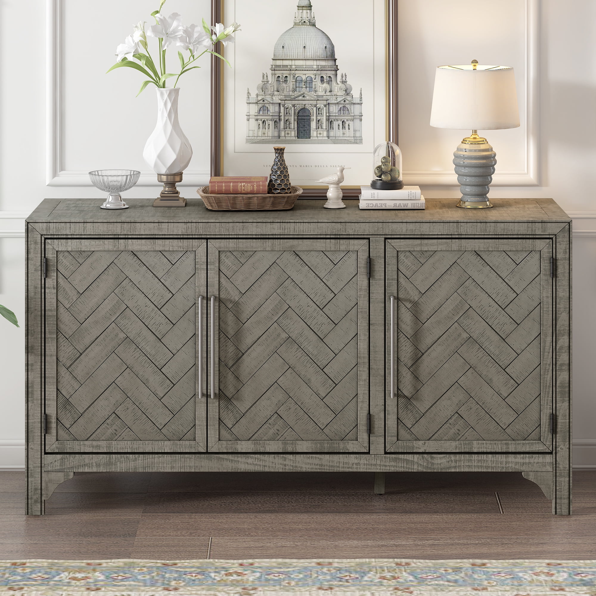 Harper & Bright Designs Wood Sideboard Cabinet with Storage, Modern ...