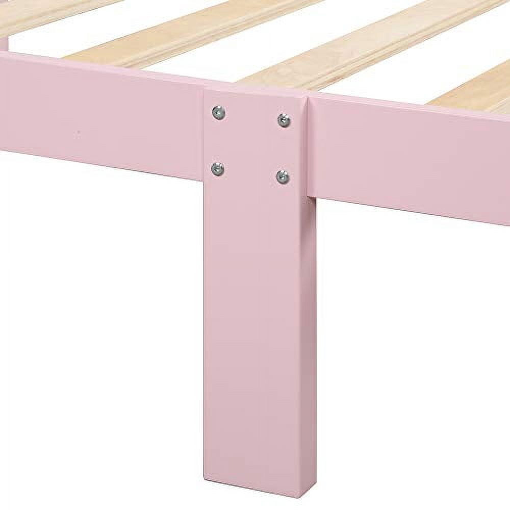 Harper & Bright Designs Wood Twin Bed for Girls, Pink Twin Size Bed ...