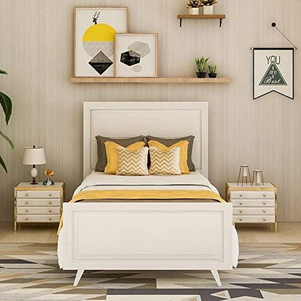 Harper&Bright Designs Wood Twin Bed for Girls, Twin Size Bed Frame with ...