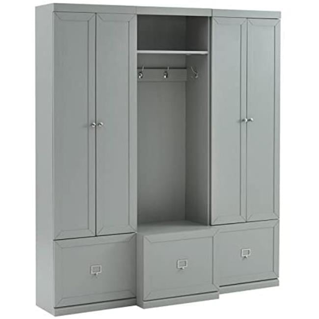 Harper Entryway Set with Hall Tree & 2 Pantry Closets, Gray - 3 Piece ...
