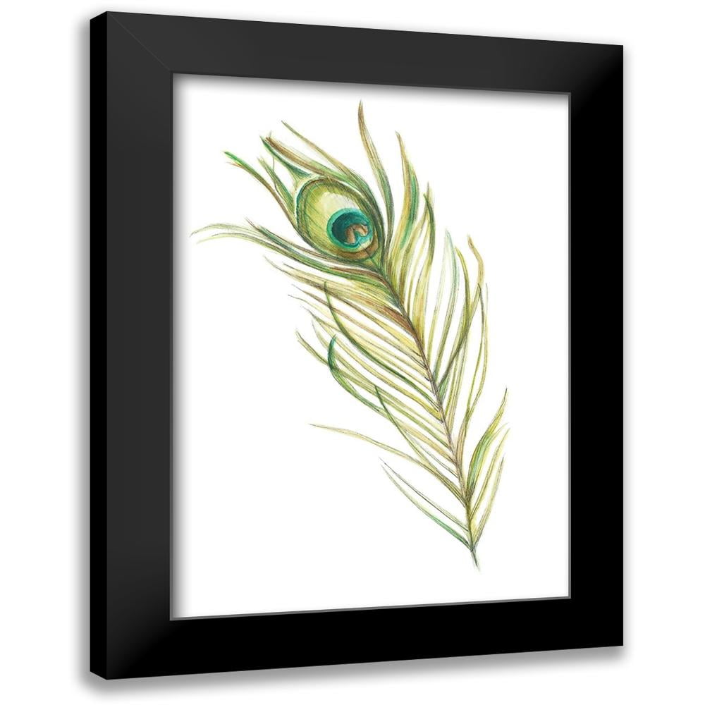 Harper, Ethan 18x24 Black Modern Framed Museum Art Print Titled - Gold Watercolor Peacock ...