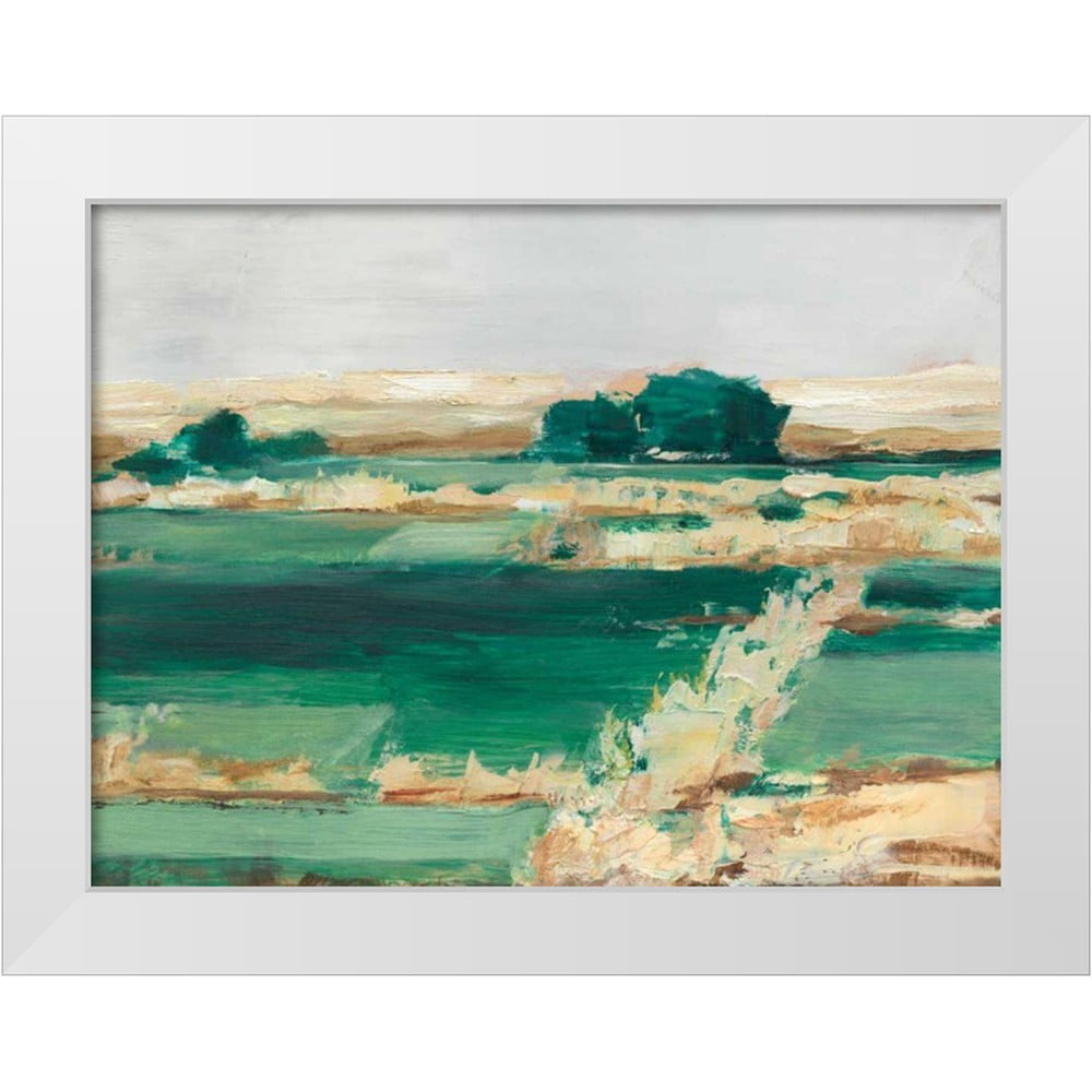Harper, Ethan 24x19 White Modern Wood Framed Museum Art Print Titled - Emerald Fields I ...