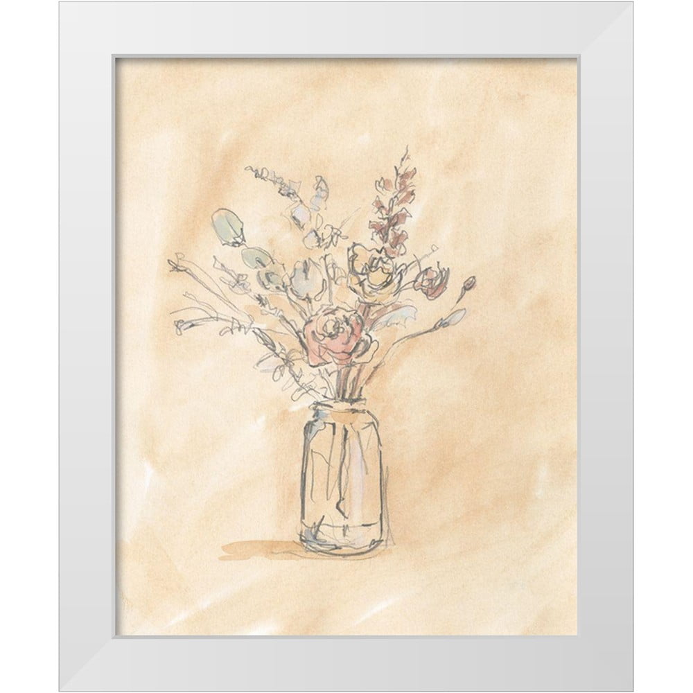 Harper, Ethan 26x32 White Modern Wood Framed Museum Art Print Titled - Antique Pastel Floral II ...