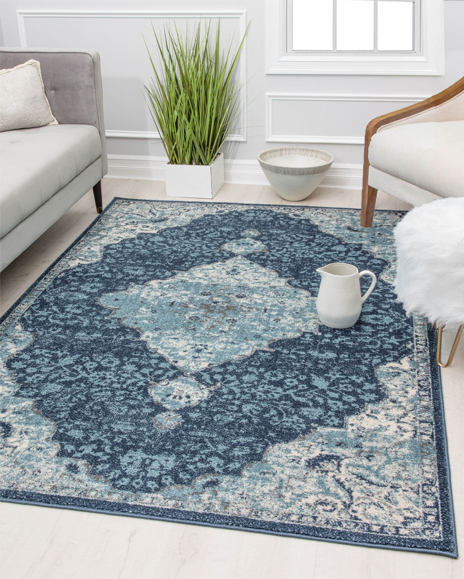 Harper HY50I Radiant Iris Transitional Vintage Area Rug, 2'6"x8 ...