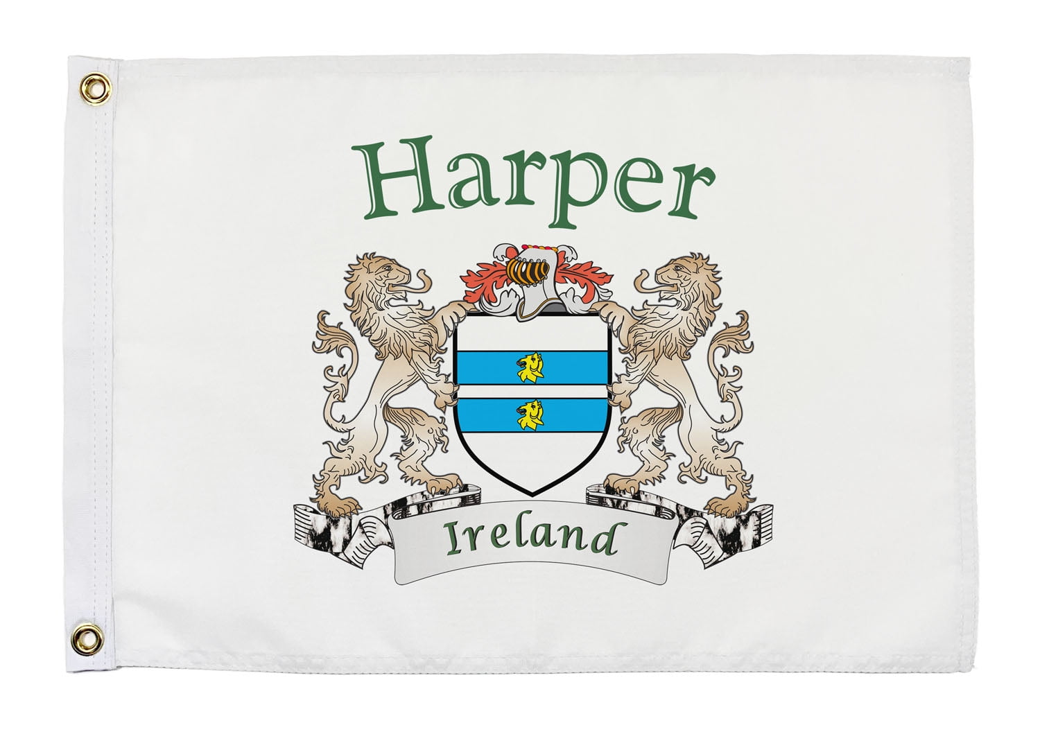 Harper Irish Coat of Arms Small White Flag - 16"x10.5" inches - Walmart.com