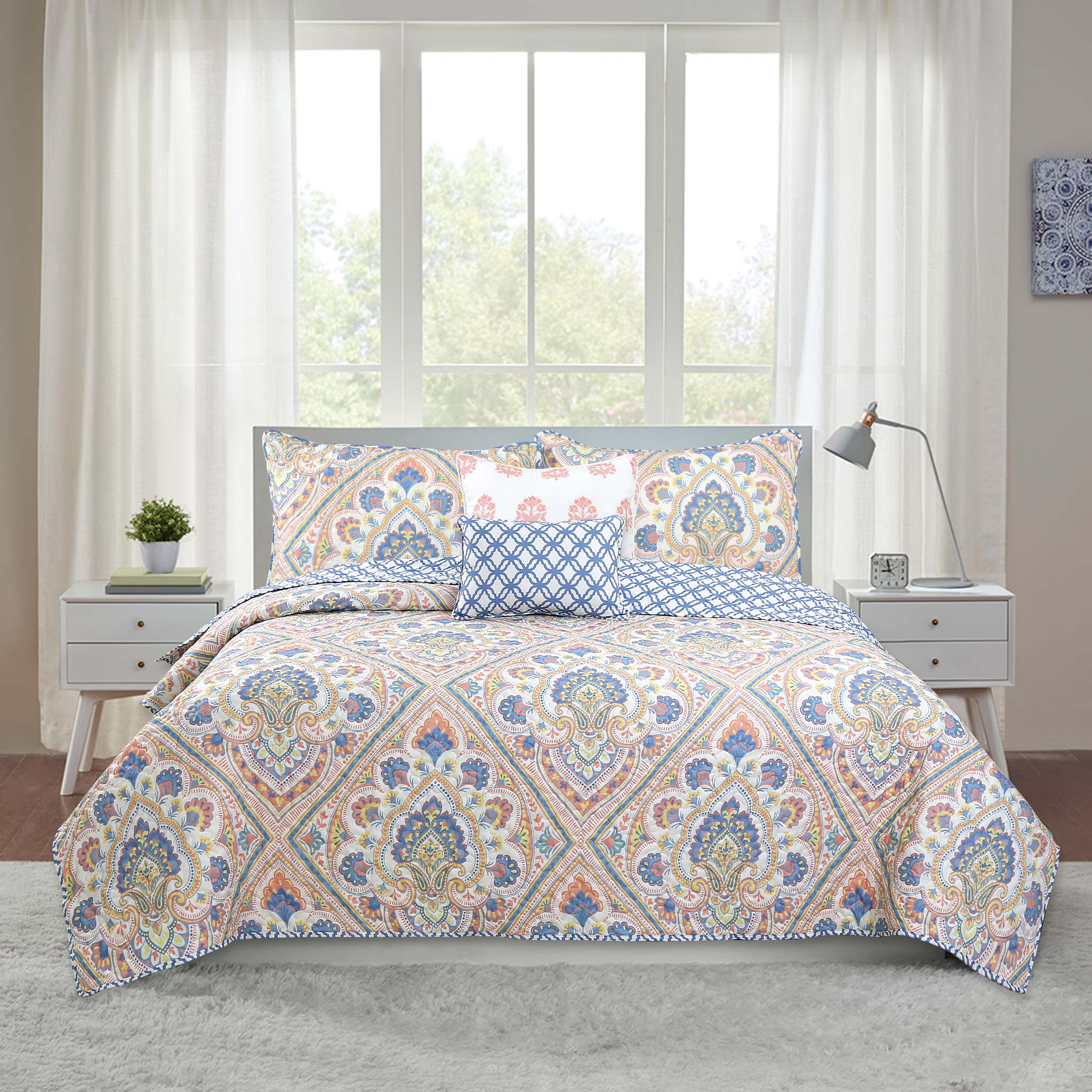 Harper Lane King Quilt Set - Apricot 5 Piece - Walmart.com