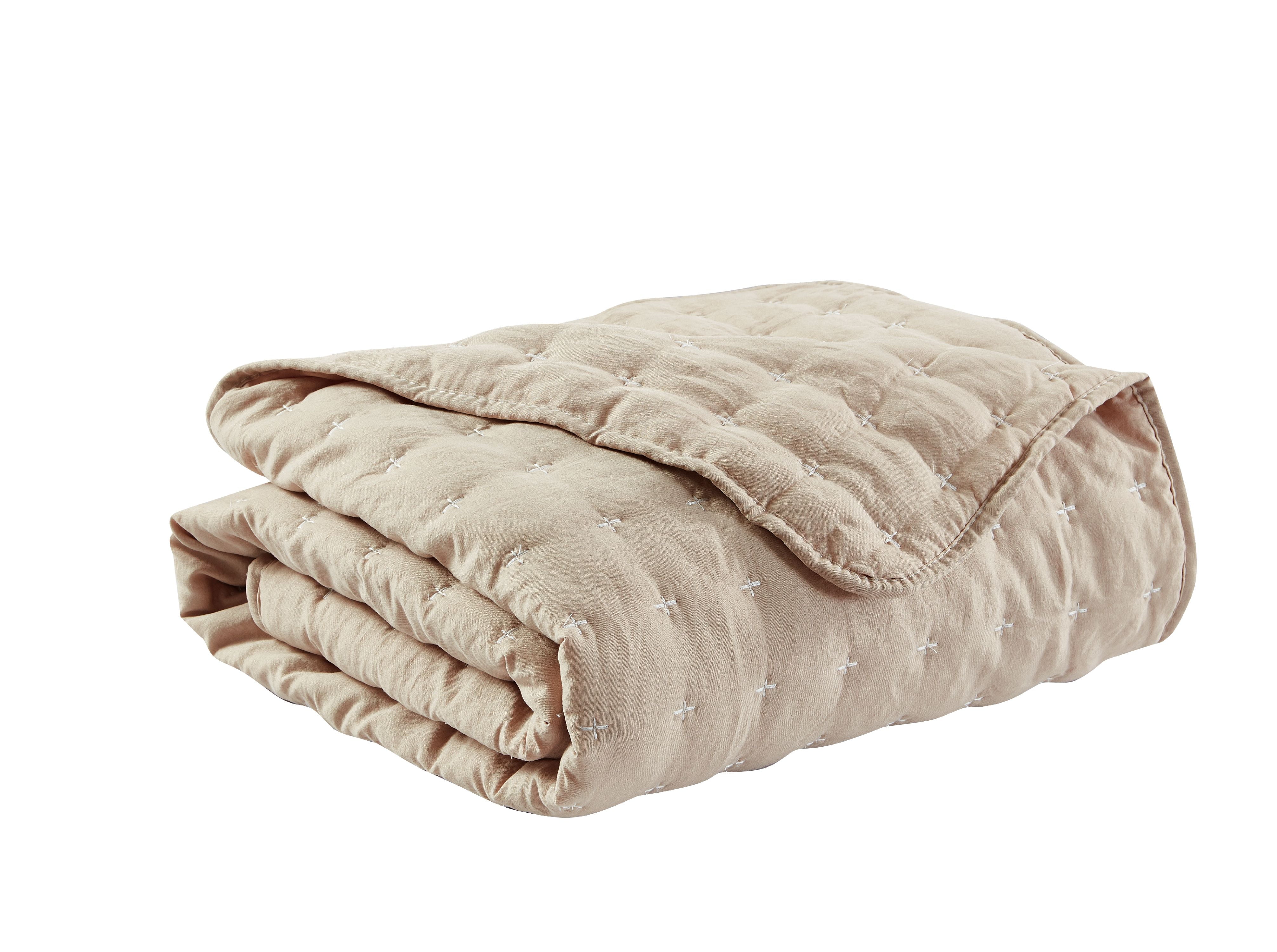 Harper Lane Cross Stitch Tan Throw Blanket, 50x60 Inches, Soft ...