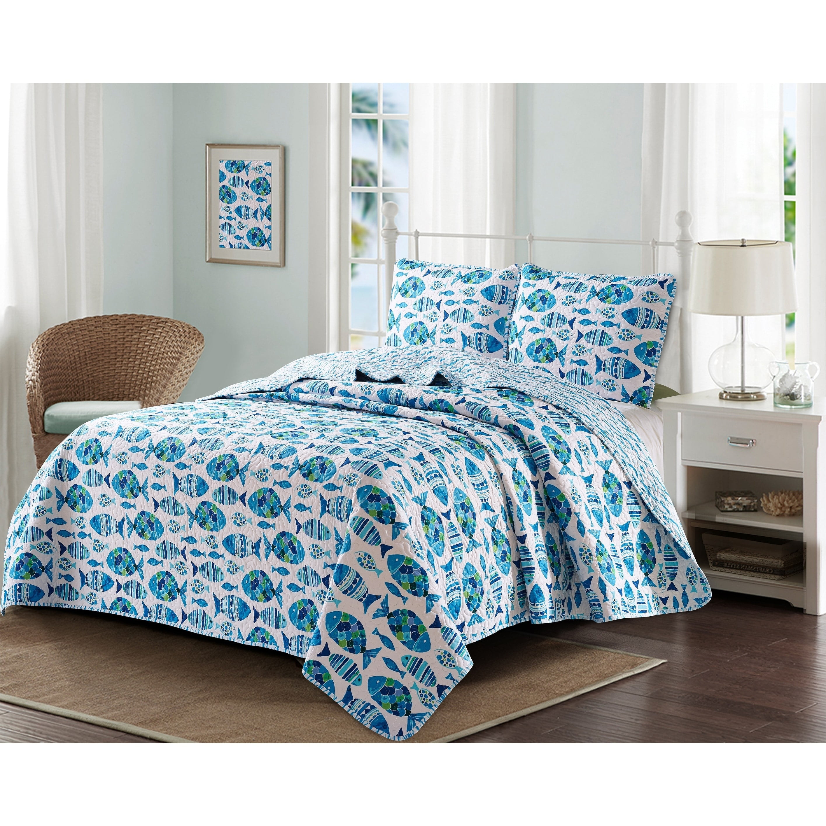 Harper Lane King 3-piece Reversible Damask Quilt Set with Shams ...