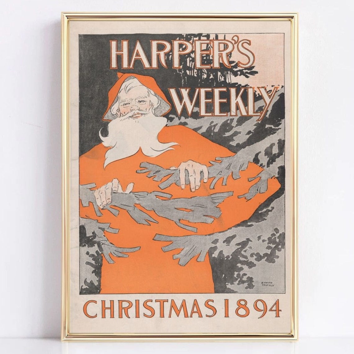 Harper™S Weekly Winter Poster, Father Wall Art, Retro Vintage Print ...