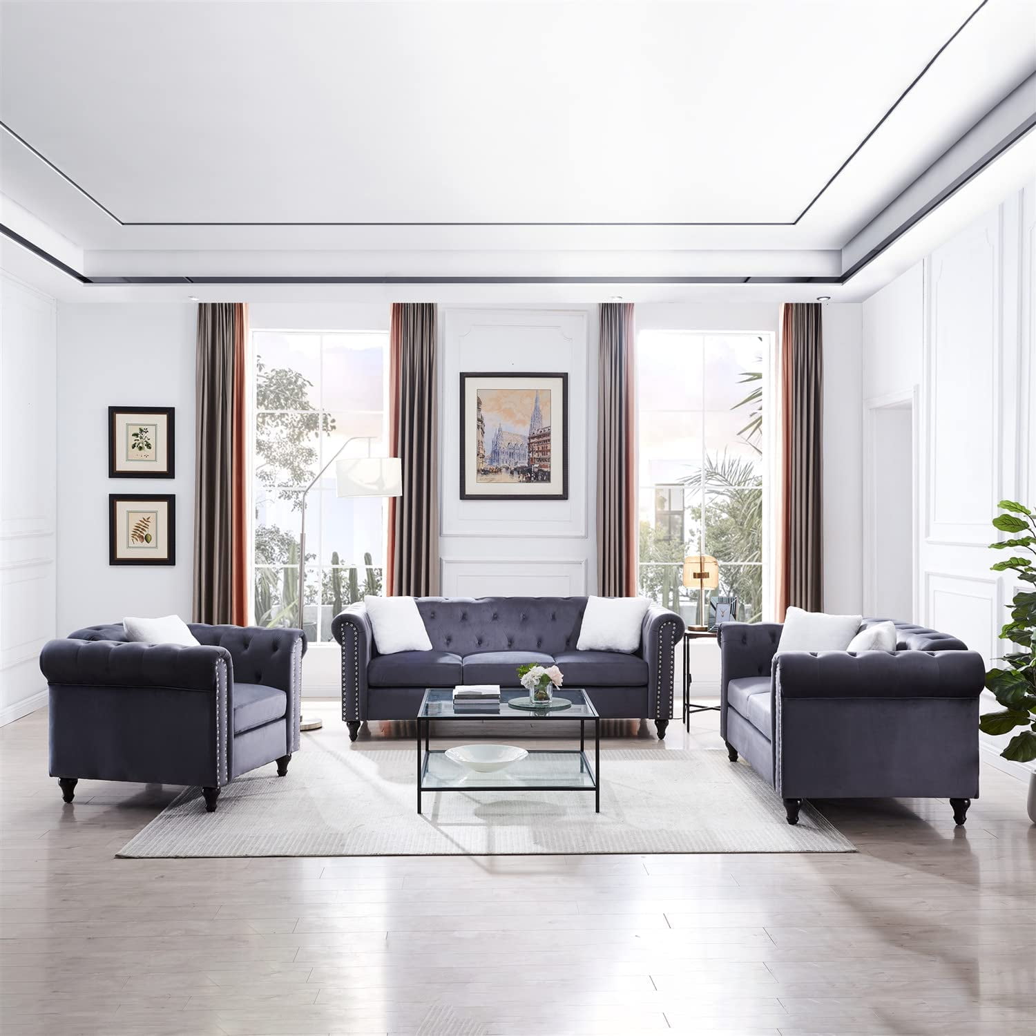 Harper & Bright Designs 3-Piece Living Room Sectional Sofa Set Modern ...