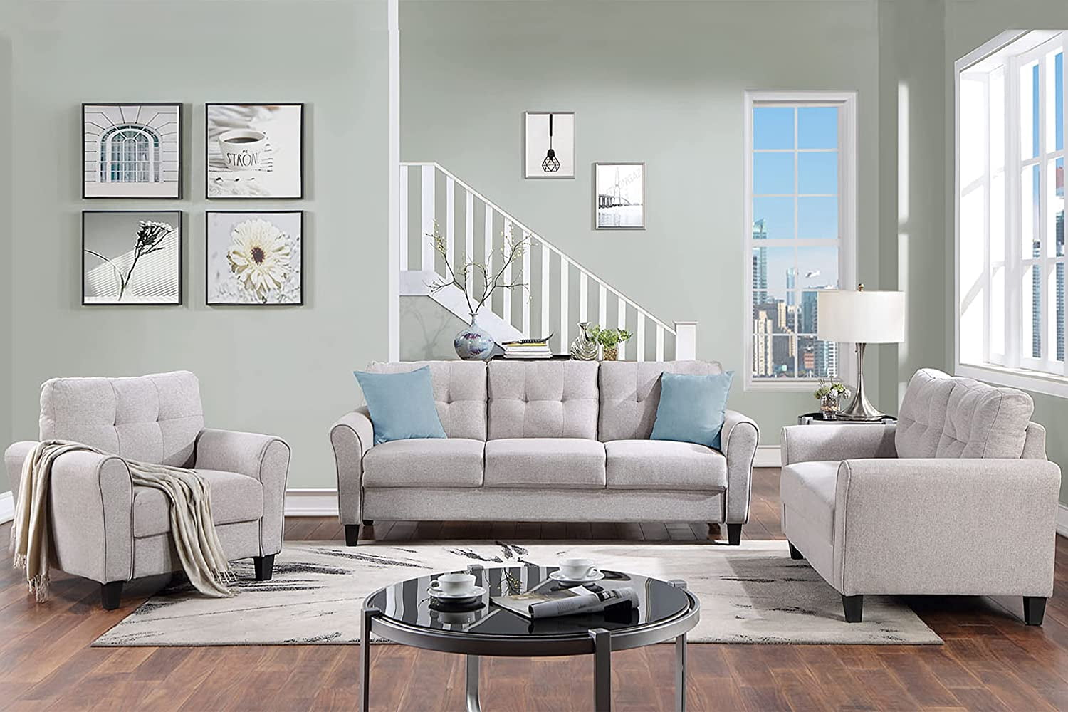 Harper & Bright Designs 3-Piece Living Room Sectional Sofa Set Modern ...